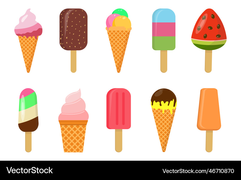 Collection of various multicolored ice cream Vector Image