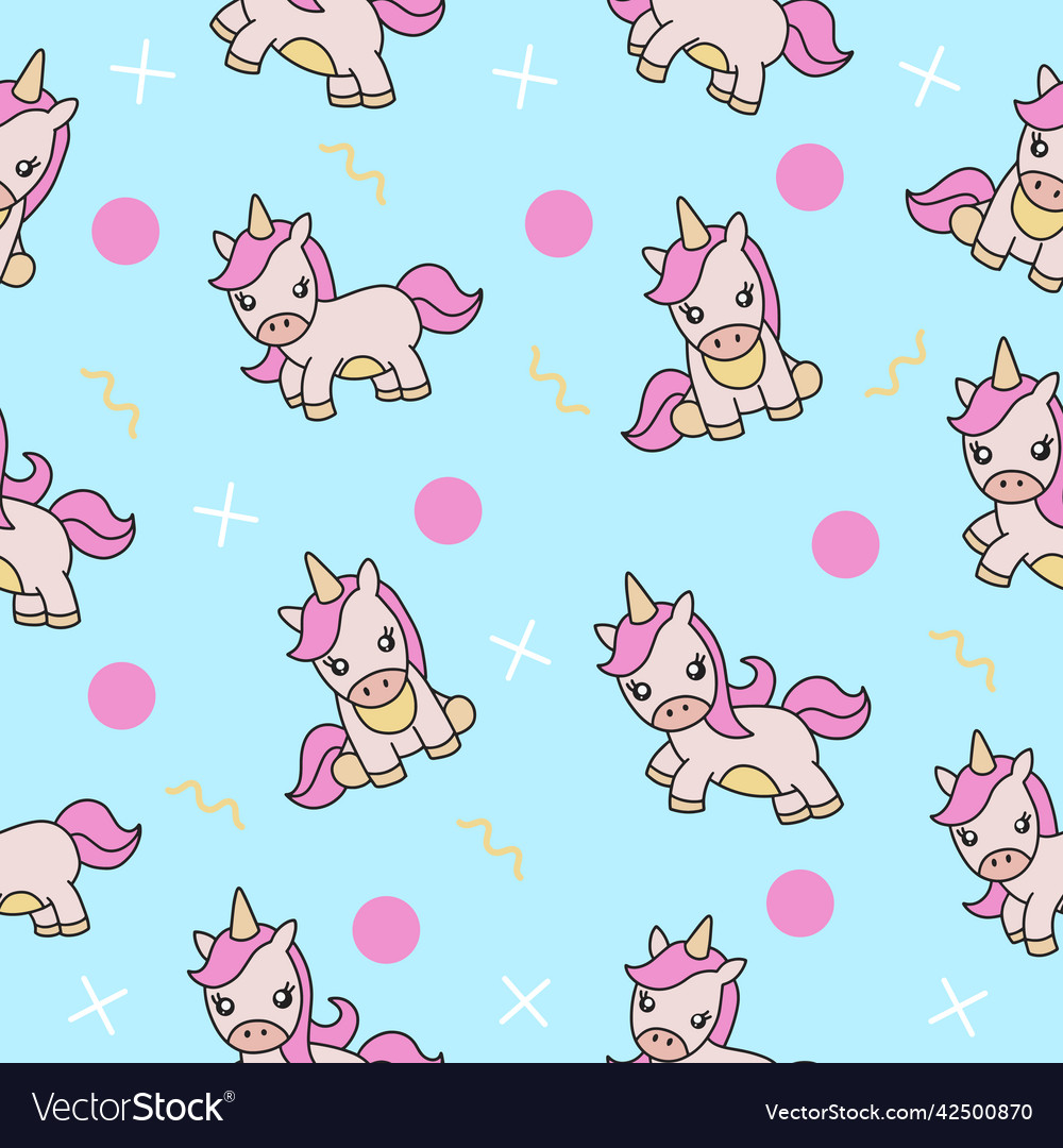 Cute animal magical unicorn horse seamless Vector Image