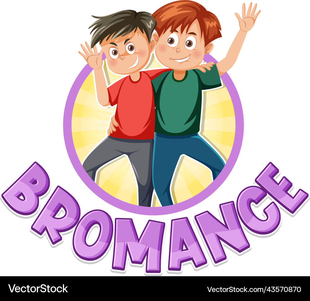 Cute cartoon character with bromance icon Vector Image