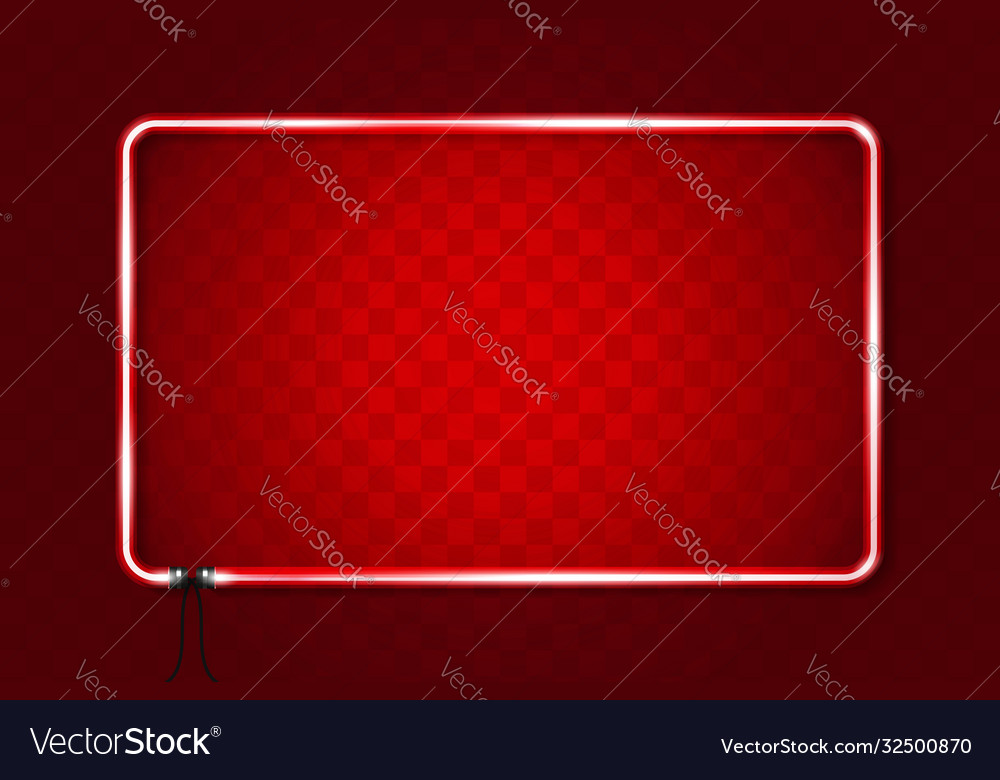 Glowing rounded rectangular neon frame red Vector Image