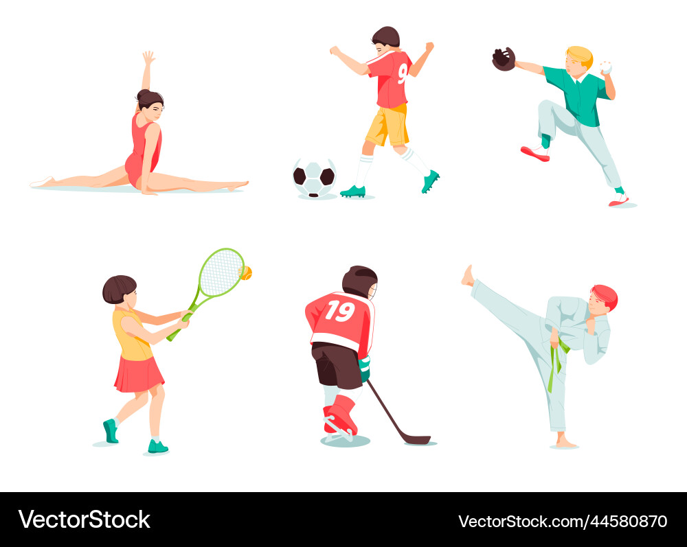 Happy children playing sport game training set Vector Image
