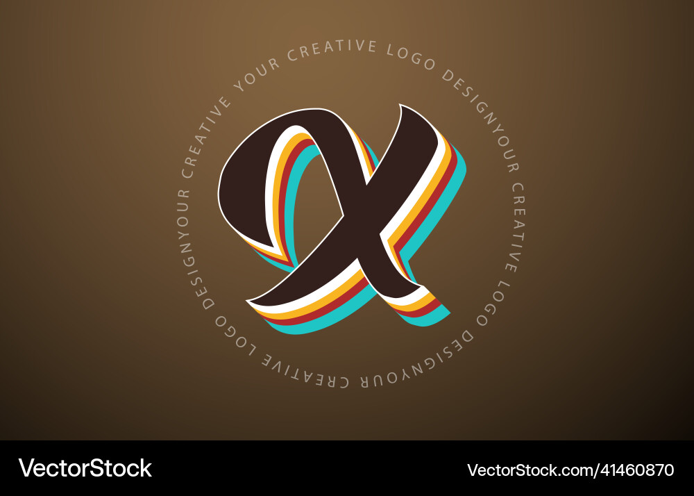 Letter x logo with retro pop art design Royalty Free Vector