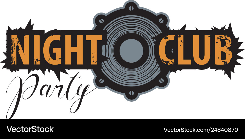 Logo for a night club with speaker Royalty Free Vector Image