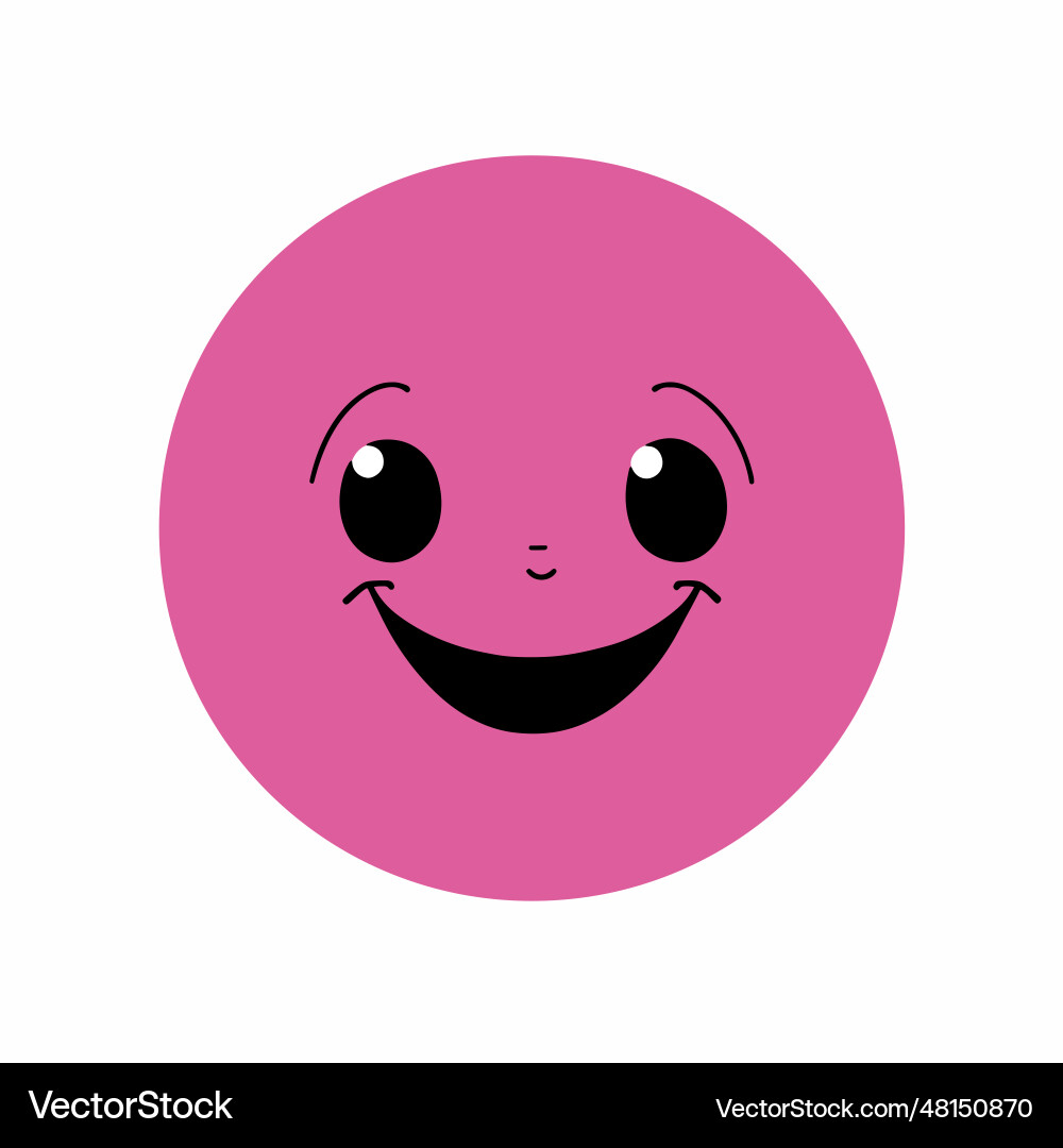 Pink emoji face icon on white background Vector Image