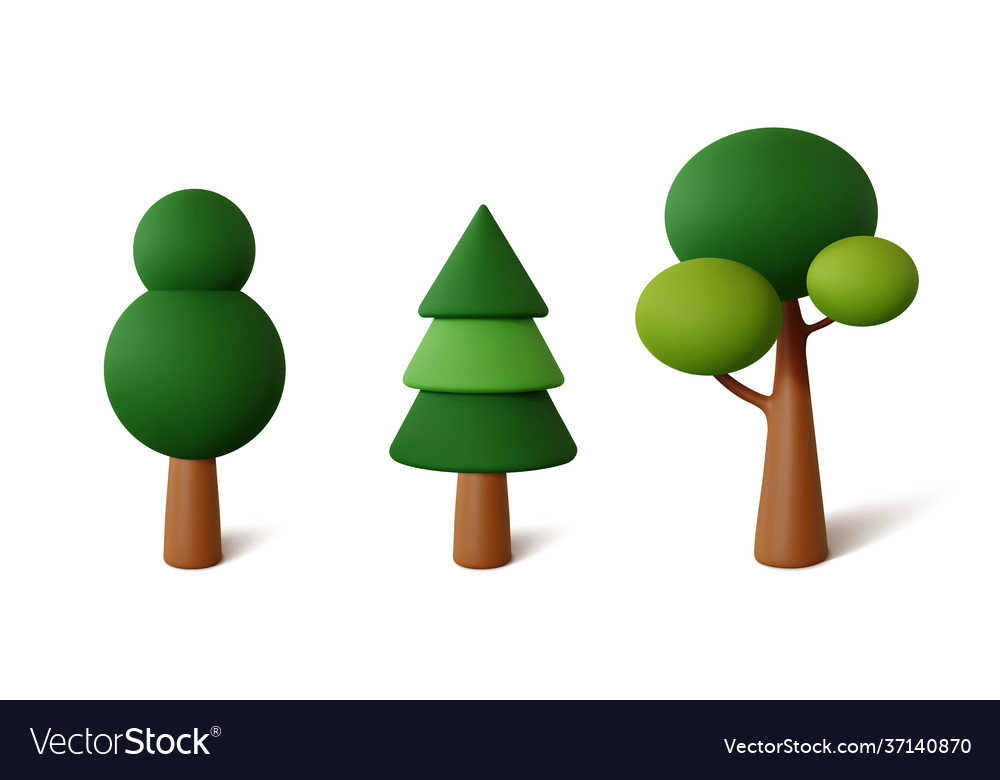 Set abstract trees isolated on a white background Vector Image
