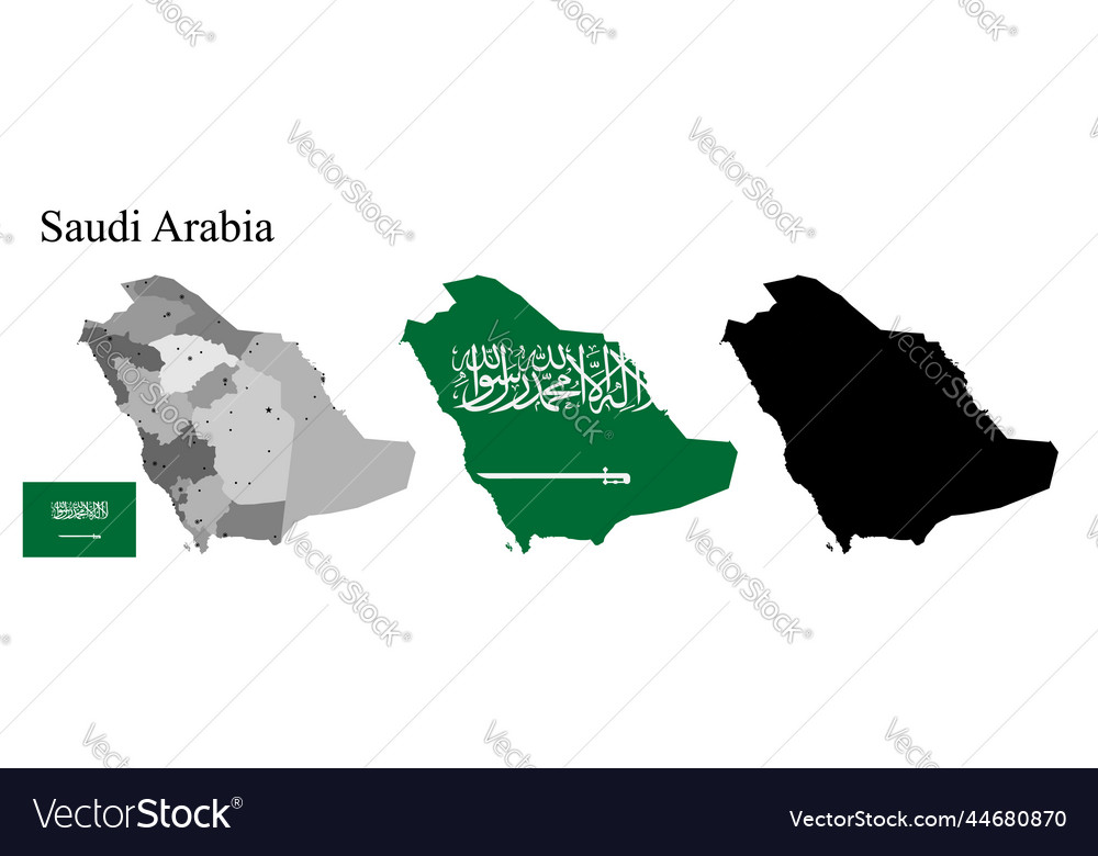Set of maps saudi arabia with regions flag Vector Image