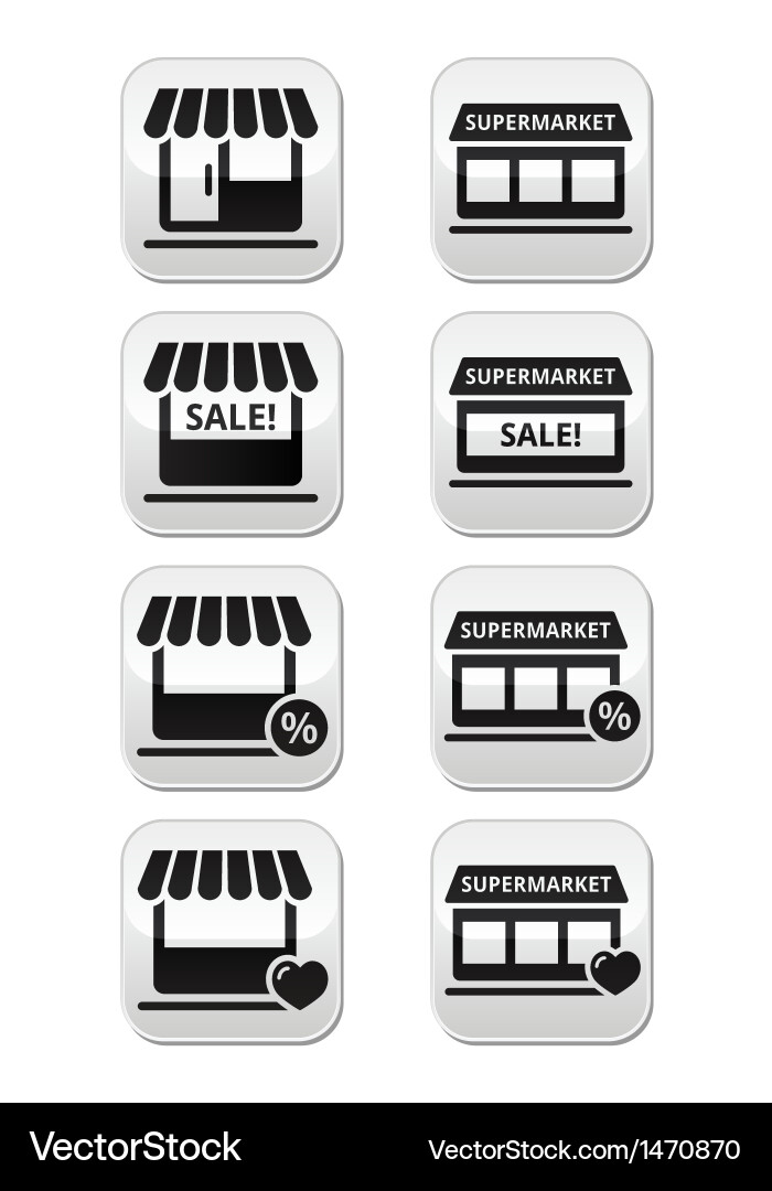Single shop or store supermarket buttons Vector Image