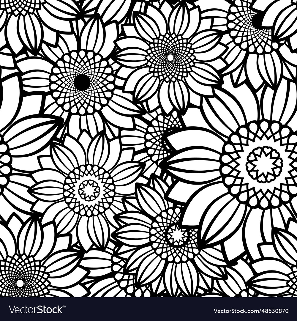 Sunflowers seamless pattern background Royalty Free Vector