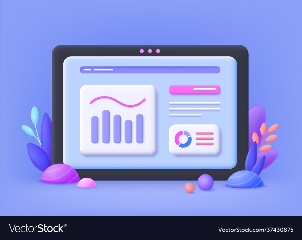 Analytics and data science concept 3d Royalty Free Vector