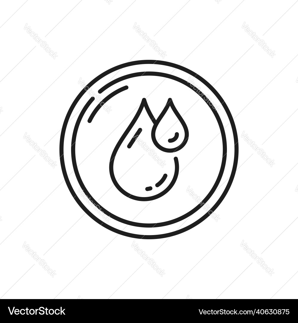 Aqua water drops isolated outline label Royalty Free Vector