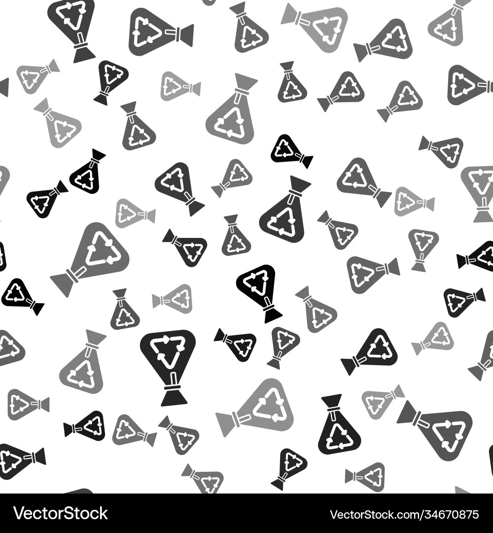 Black garbage bag with recycle symbol icon Vector Image