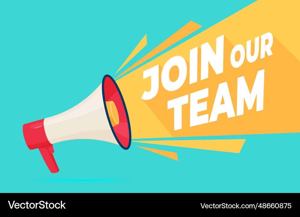 Bright banner with loudspeaker and slogan join Vector Image