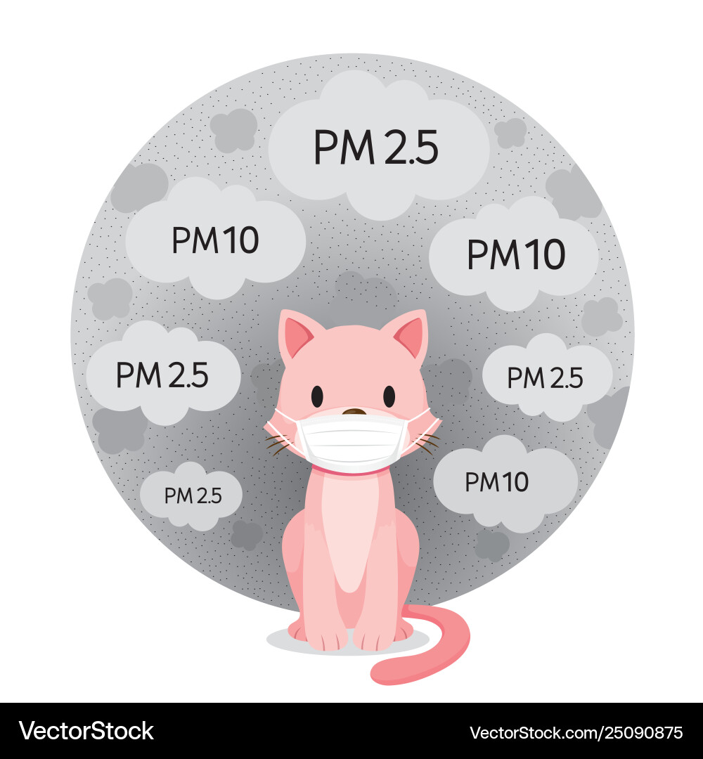 Cat wearing air pollution mask for protect dust Vector Image