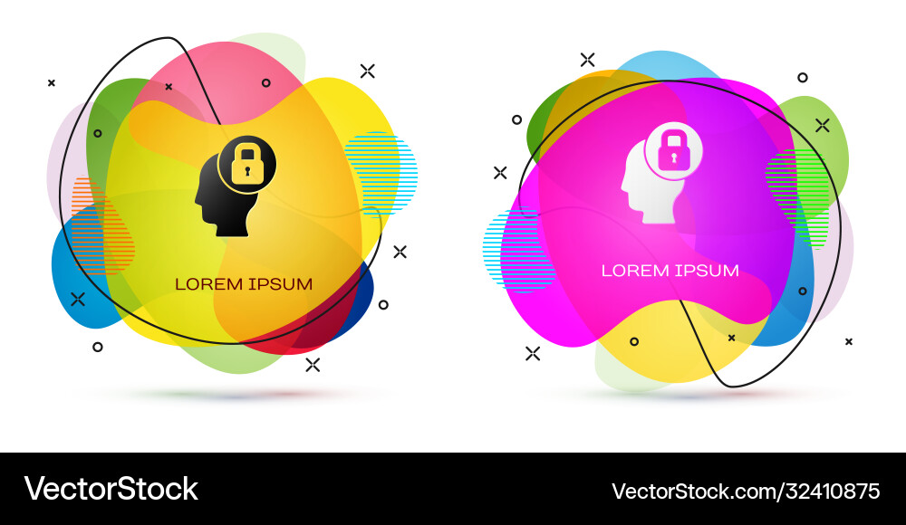 Color human head with lock icon isolated on white Vector Image