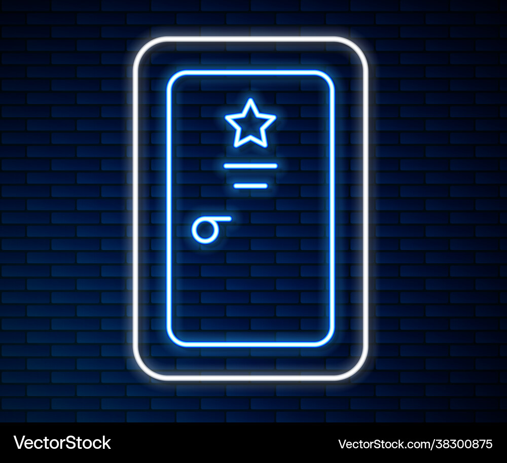 Glowing neon line backstage icon isolated on brick