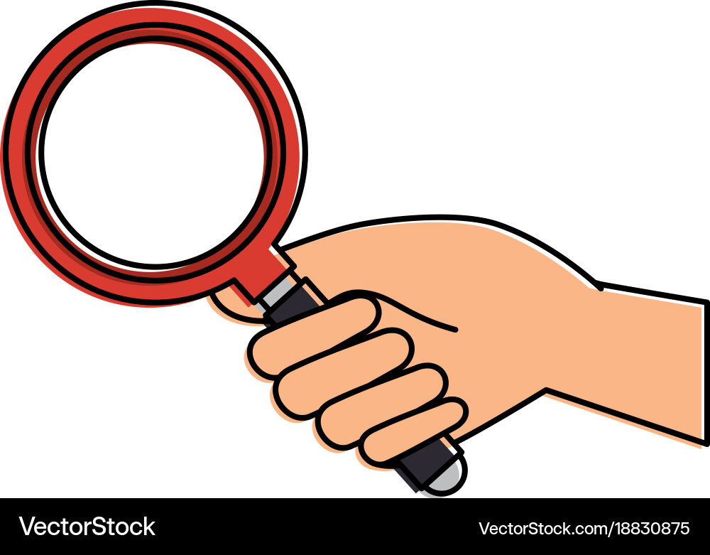 Hand with search magnifying glass icon Royalty Free Vector
