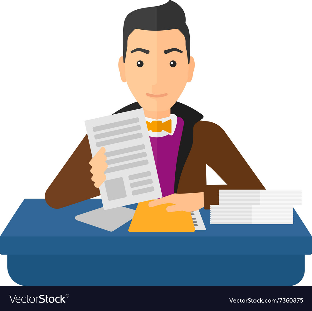 Hr manager checking files Royalty Free Vector Image