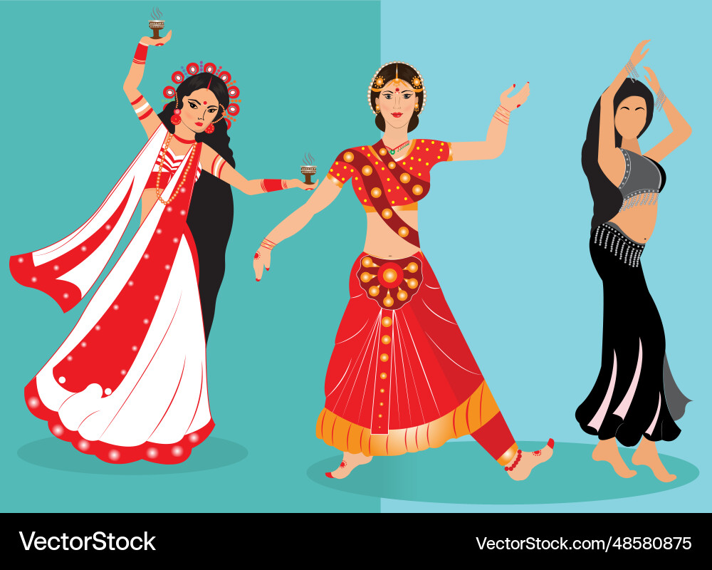 Indian of dancers Royalty Free Vector Image - VectorStock