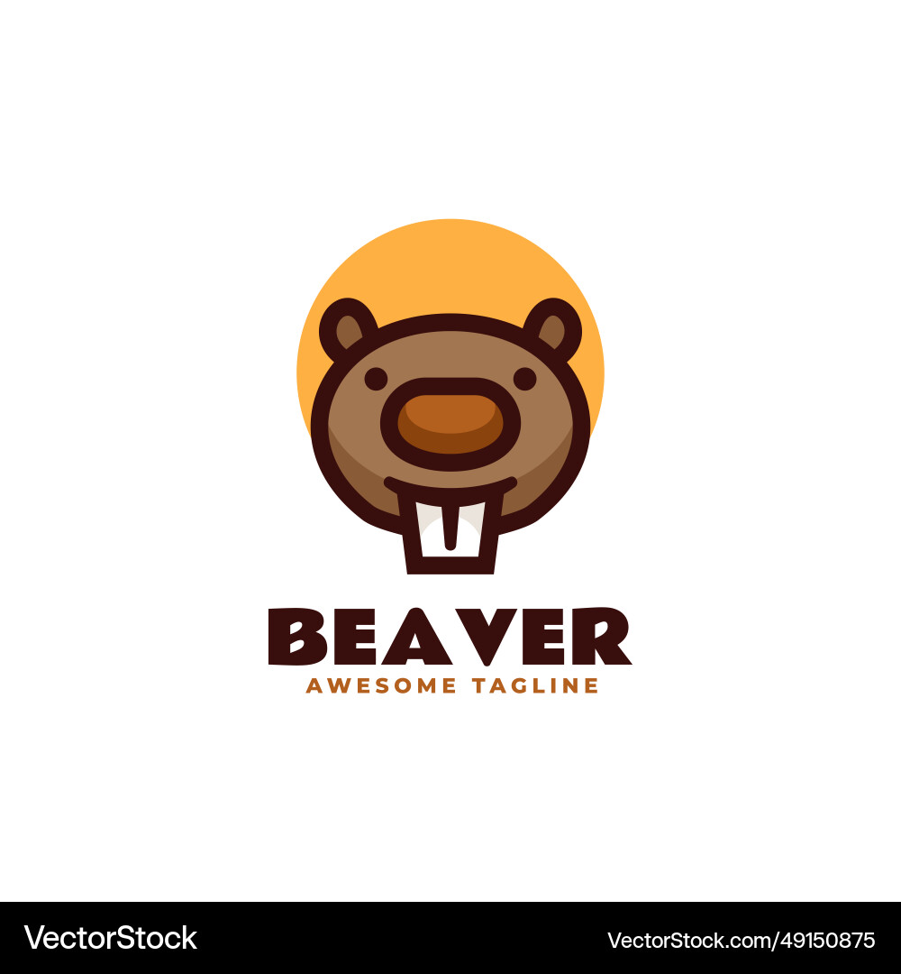 Logo beaver mascot cartoon style Royalty Free Vector Image