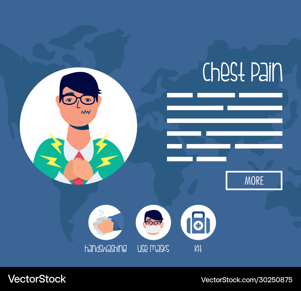 Patient with chest pain and prevention methods Vector Image