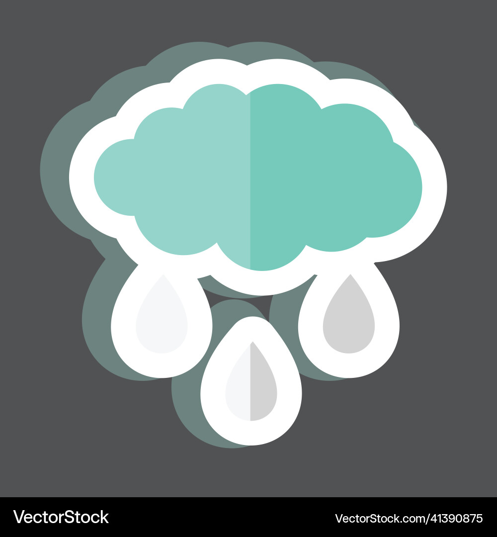 Rain cloud sticker in trendy isolated on black Vector Image