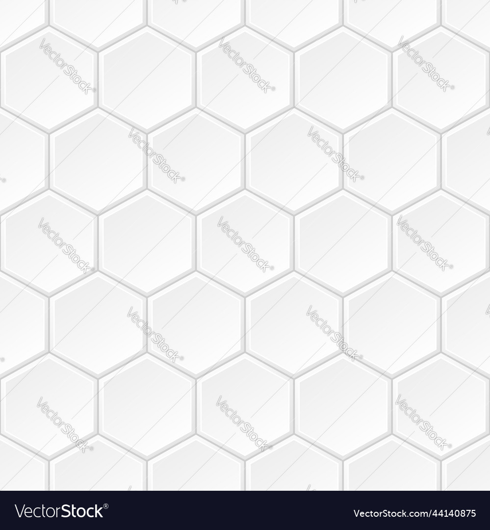 Seamless pattern with embossed white hexagon tiles