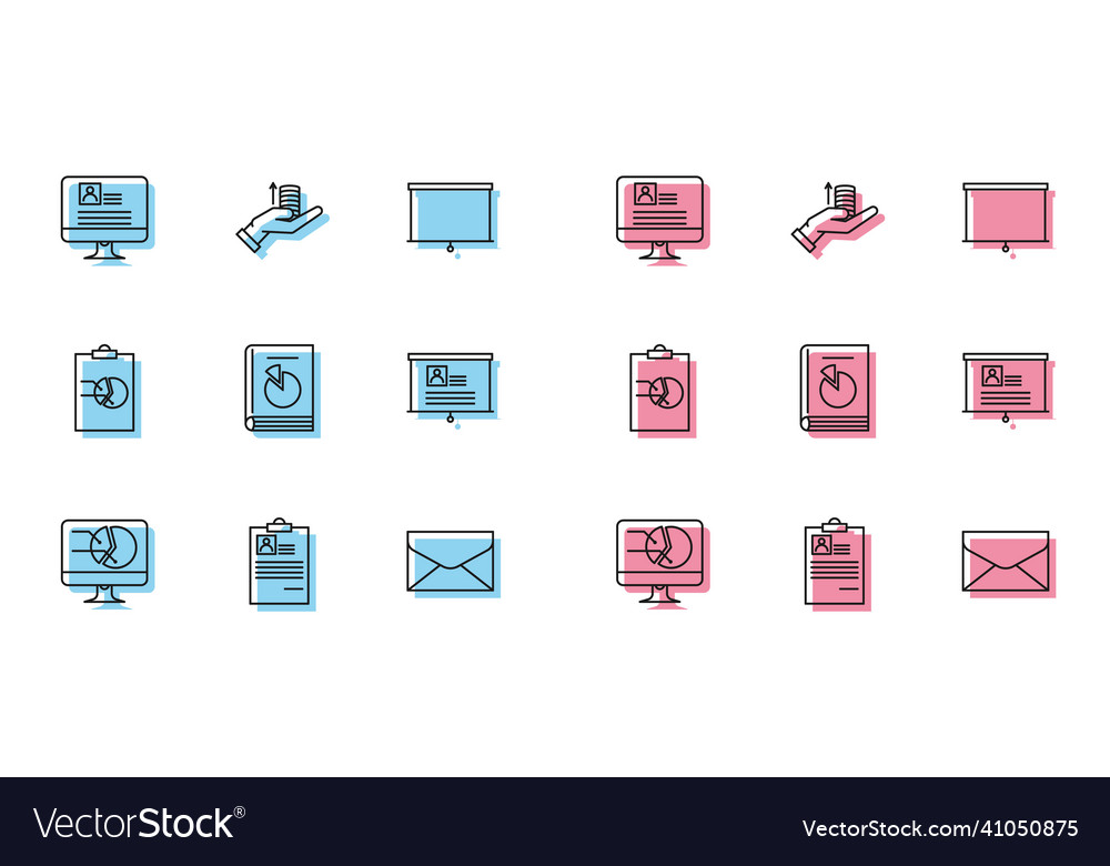 Set line computer monitor with graph chart Vector Image Set line computer monitor with graph chart Vector Image
