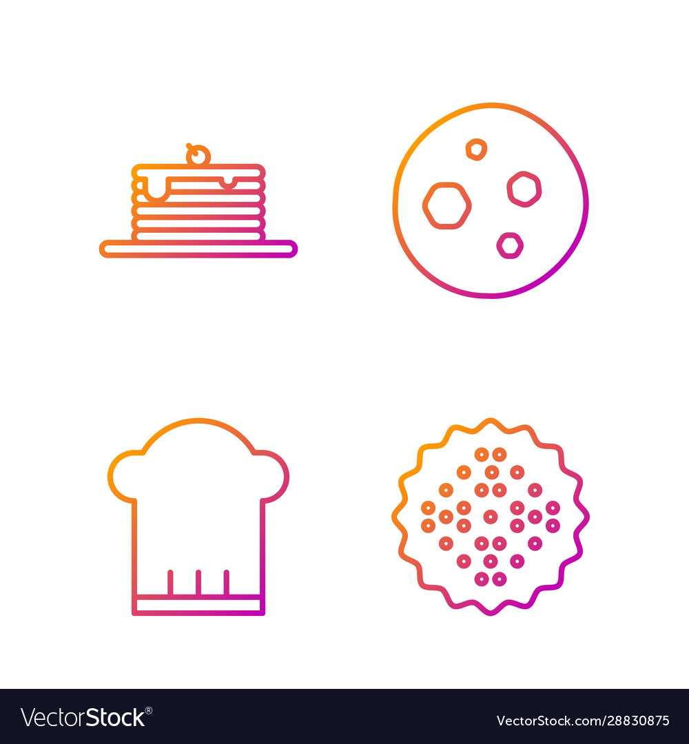 Set line cracker biscuit chef hat stack Royalty Free Vector