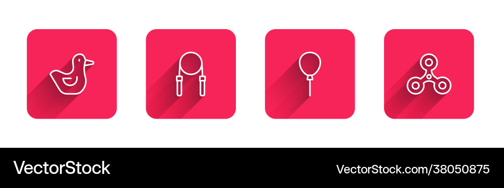 Set line rubber duck jump rope balloons Royalty Free Vector