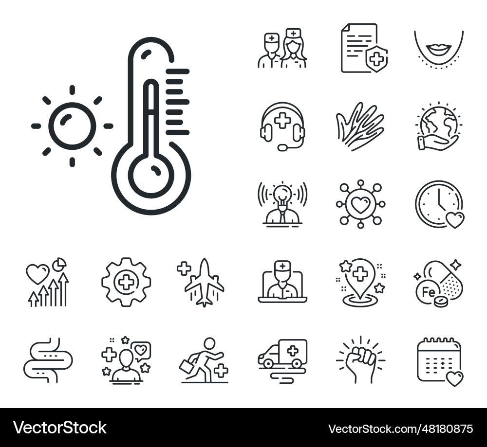 Thermometer line icon weather temperature sign Vector Image