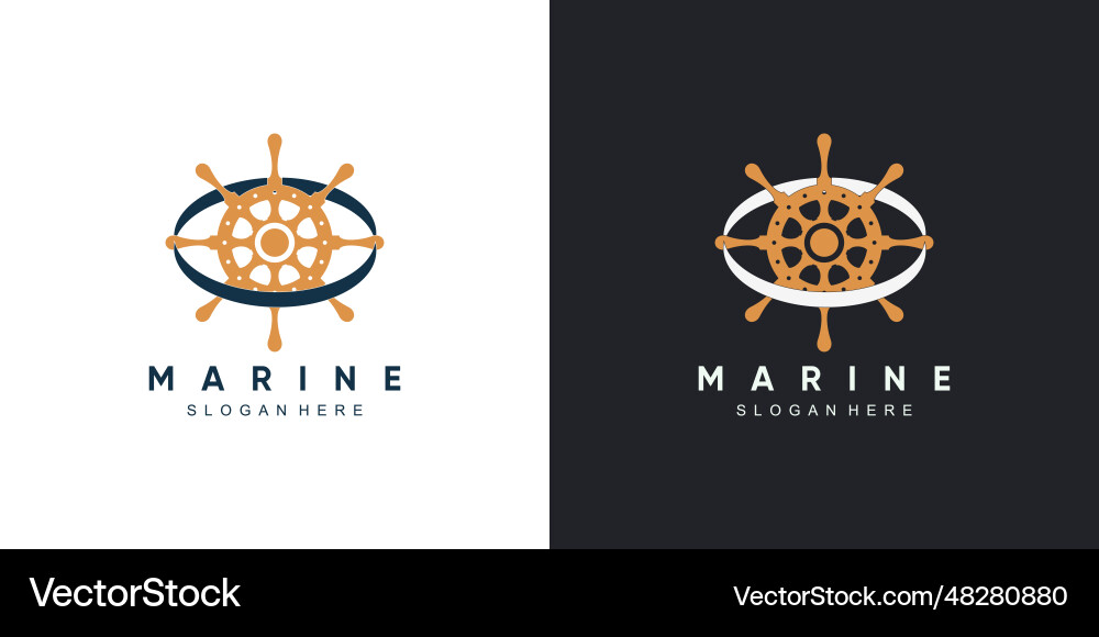Anchor marine logo design with icon compasswheel Vector Image