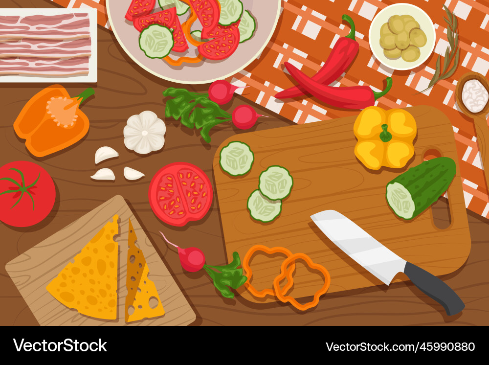 Cooking food top view Royalty Free Vector Image