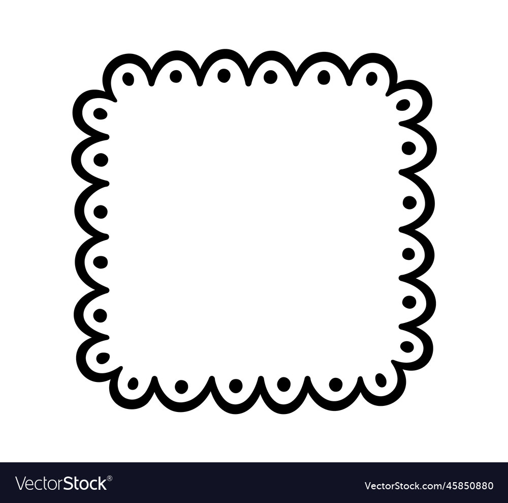 Doodle circle scalloped frame hand drawn Vector Image