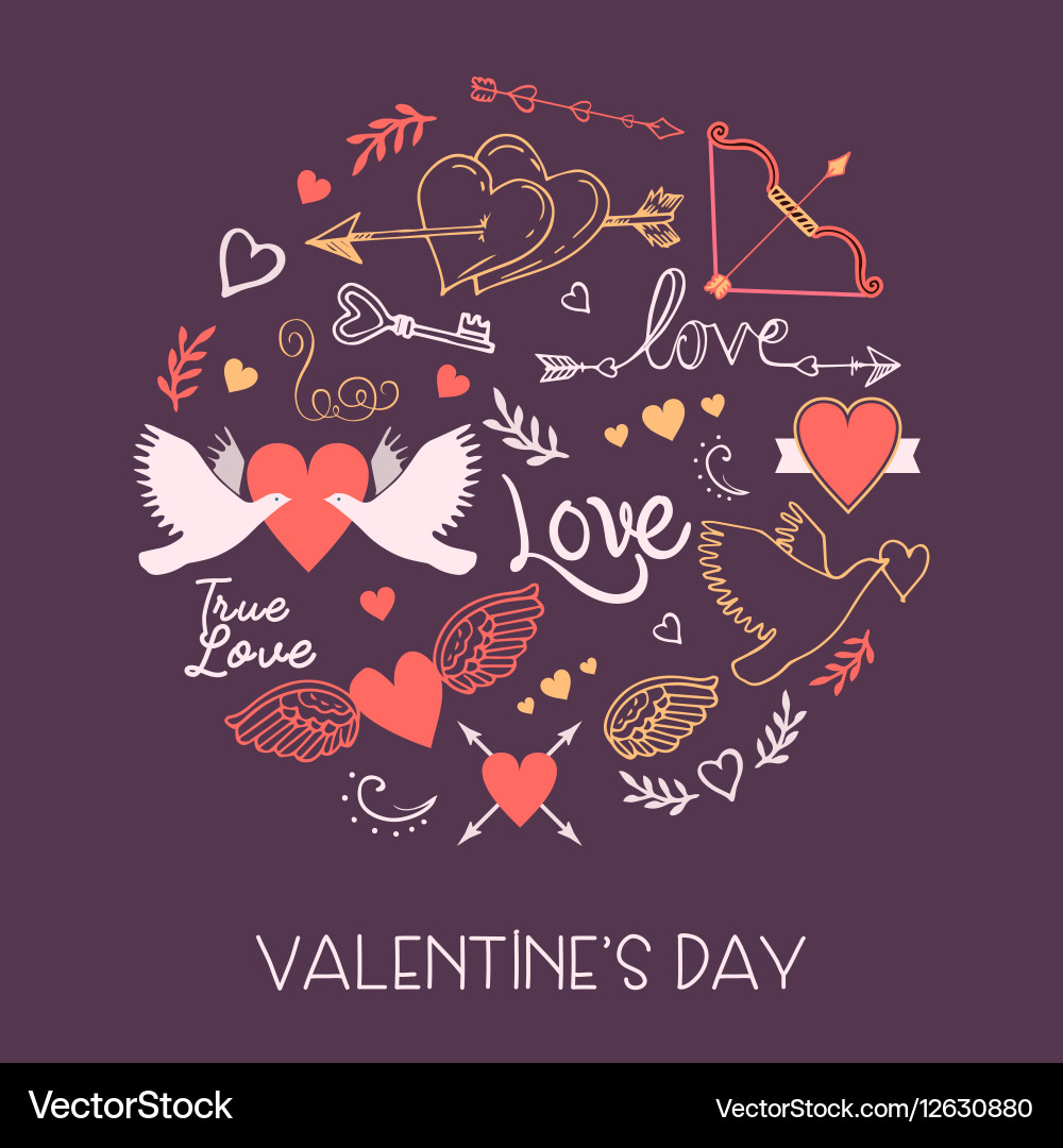 Hand-lettered vintage st valentines card Vector Image