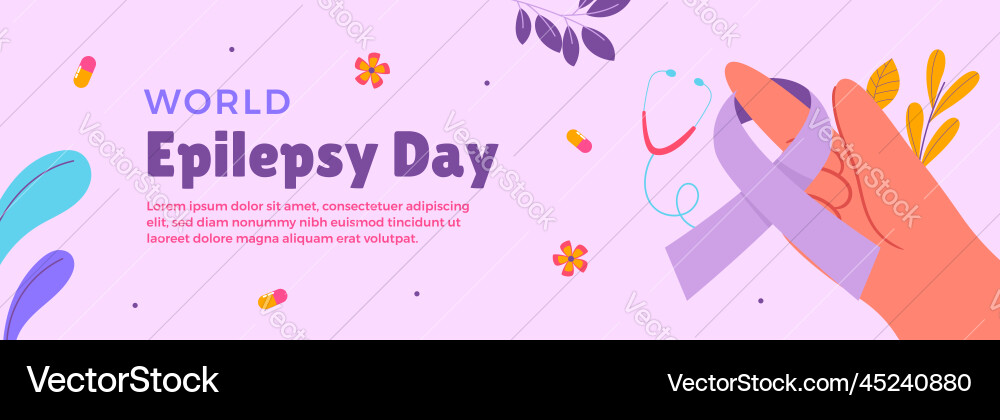 Happy world epilepsy day horizontal banner Vector Image