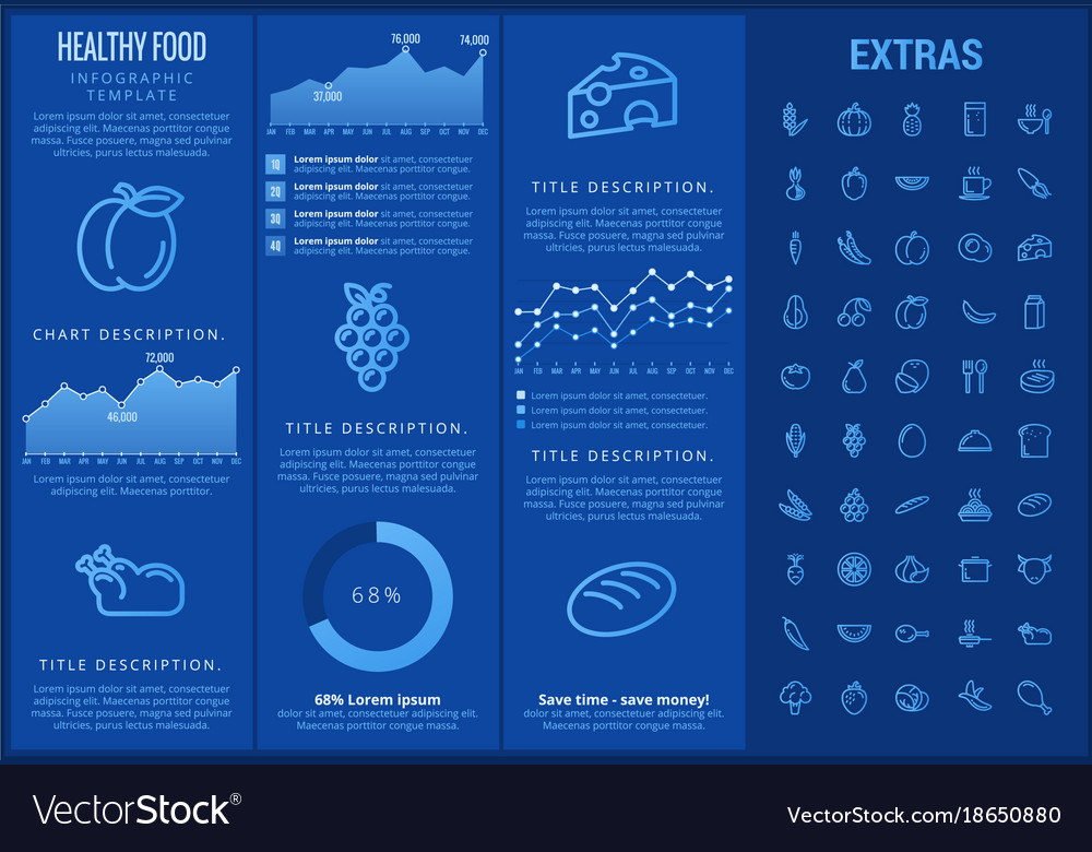 Healthy food infographic template elements icons Vector Image