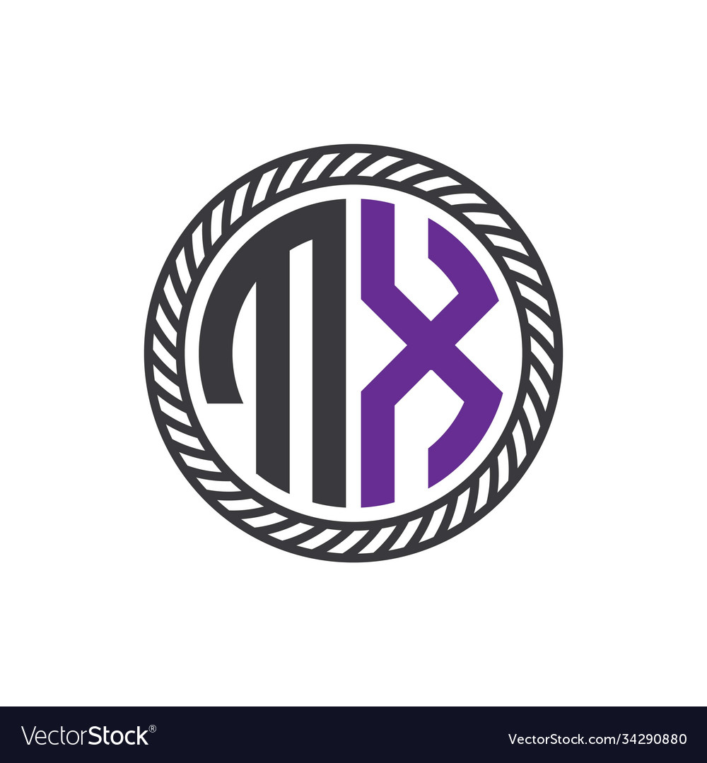 Initial letter mx circle shape monogram simple Vector Image