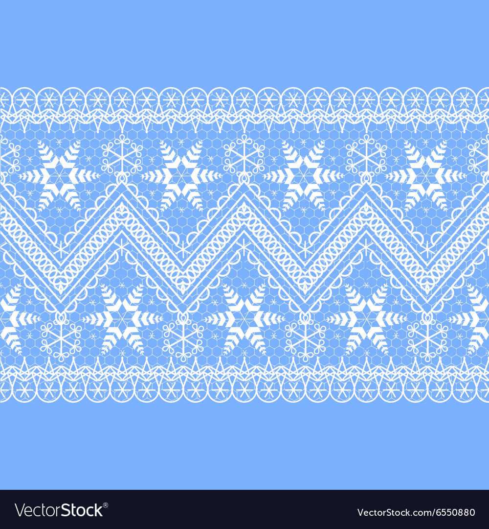 Lace snowflakes pattern border Royalty Free Vector Image