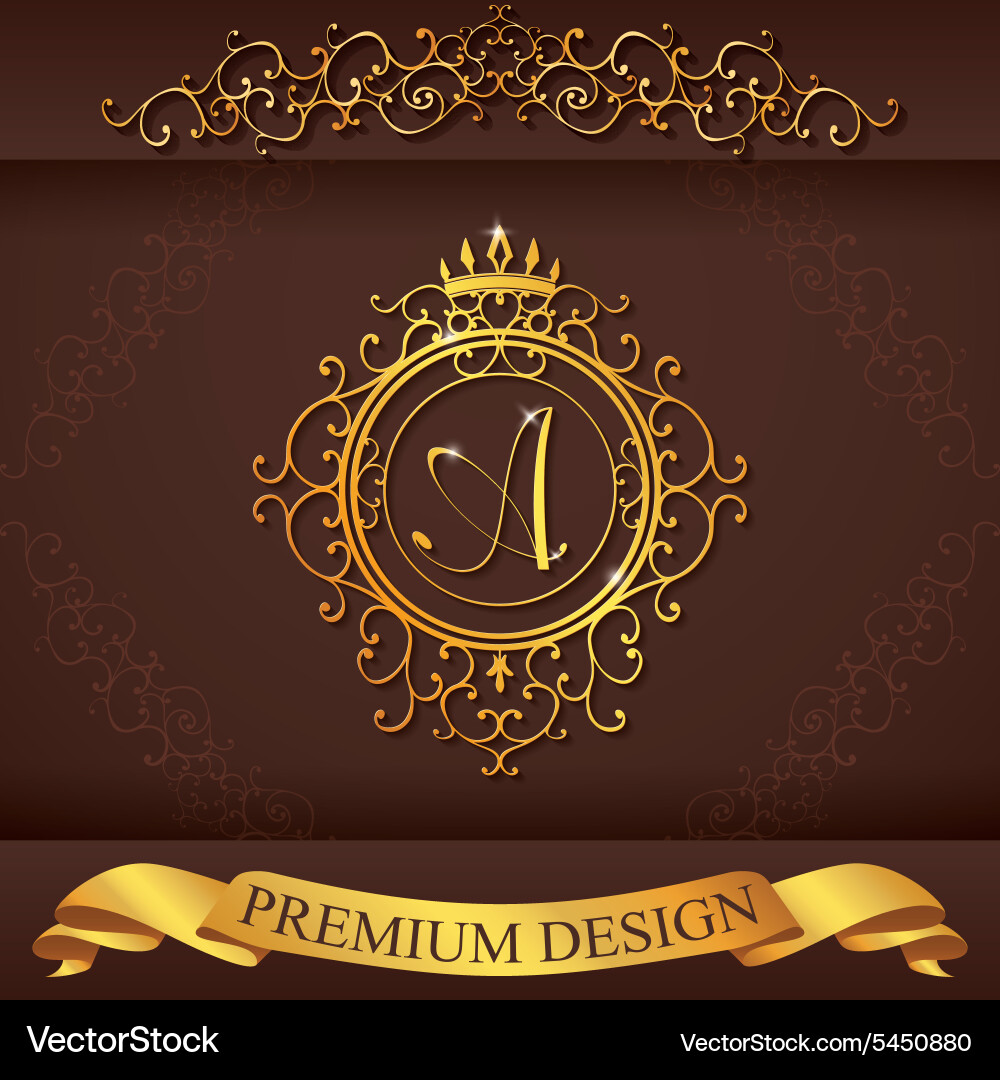 Letter a luxury logo template flourishes Vector Image