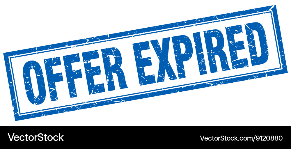 Offer expired blue grunge square stamp on white Vector Image