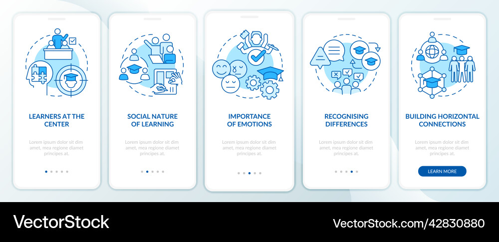 Principles and laws of learning blue onboarding Vector Image