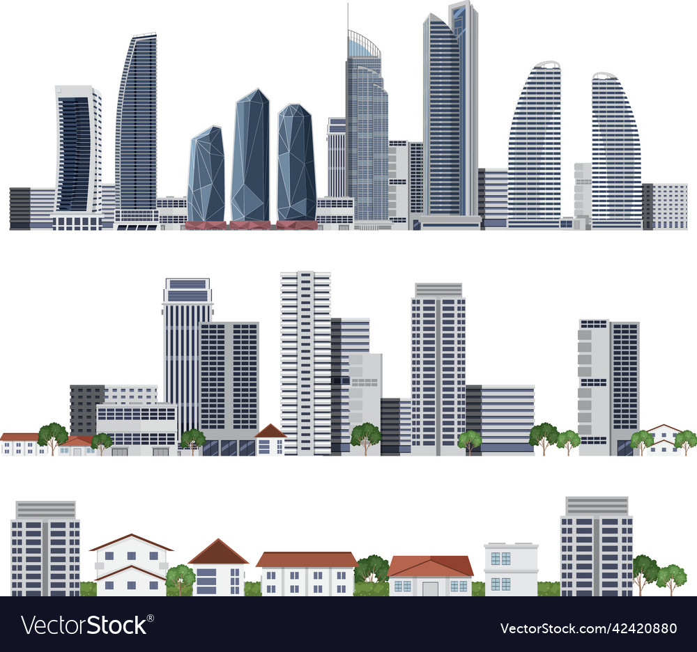 Set of building on white background Royalty Free Vector