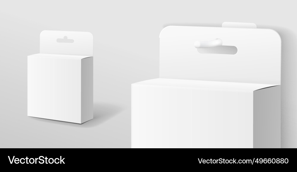 Template of white box with hang tab realistic Vector Image
