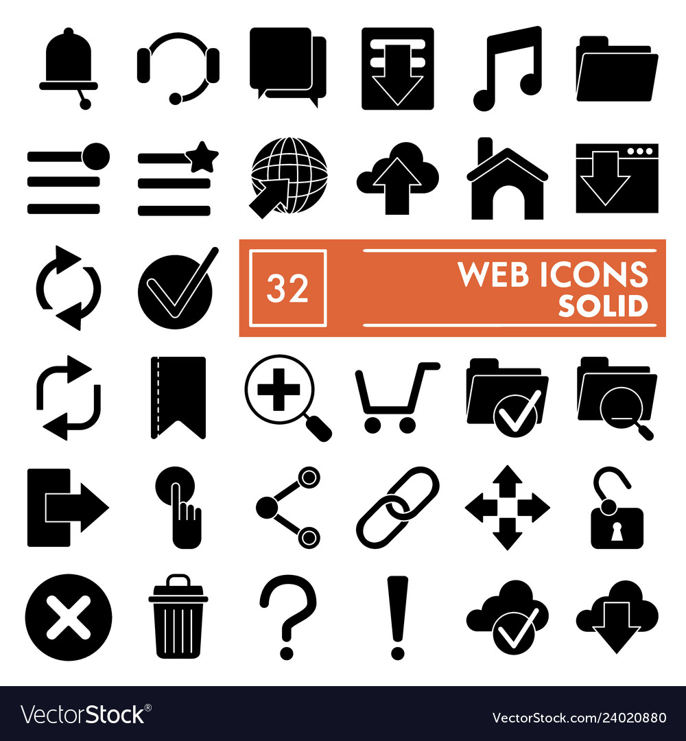 Web glyph icon set system symbols collection Vector Image