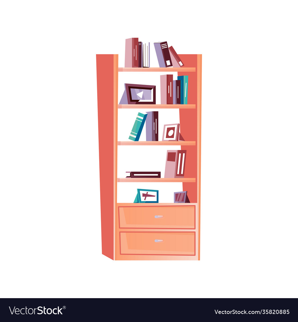 Bookcase flat Royalty Free Vector Image - VectorStock