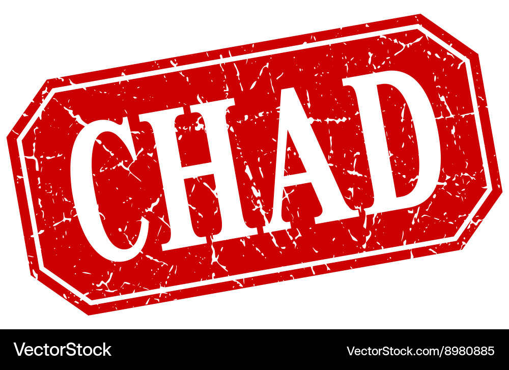 Chad red square grunge retro style sign Royalty Free Vector