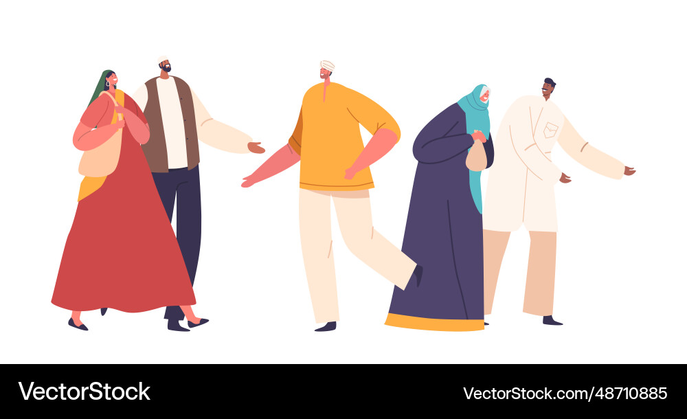 Diverse group of arab people radiating unity Vector Image