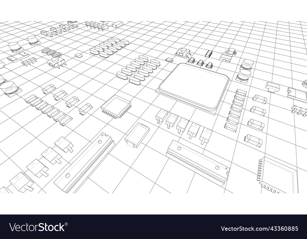 Electric circuit board various chips Royalty Free Vector