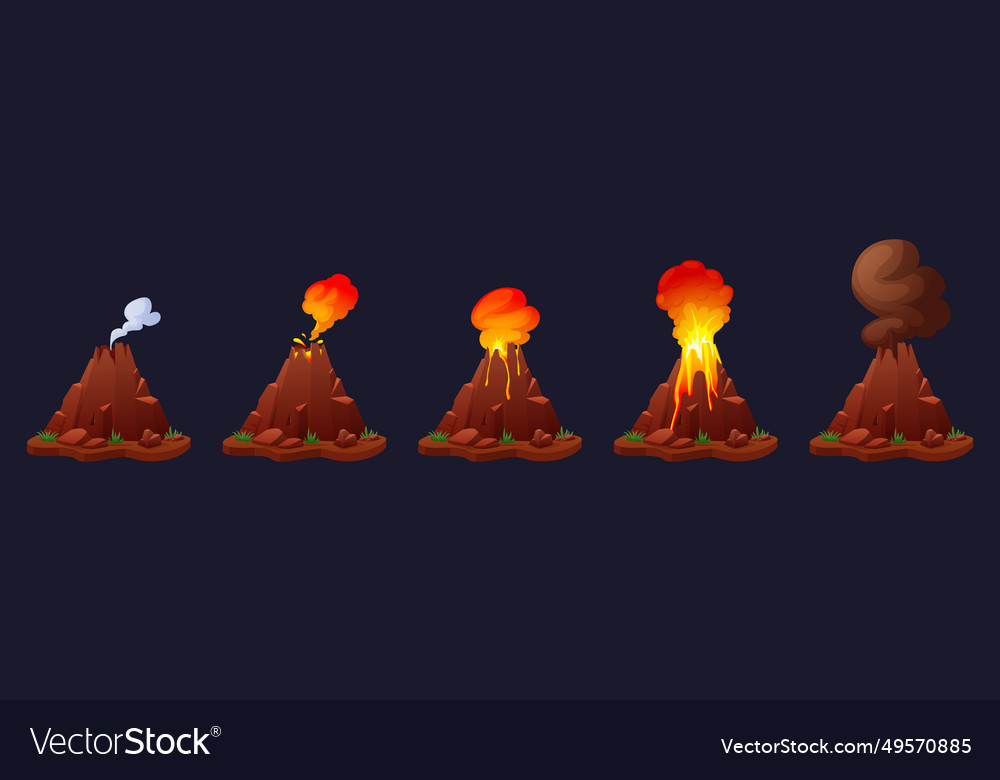 Eruption volcano stages nature cataclysm Vector Image