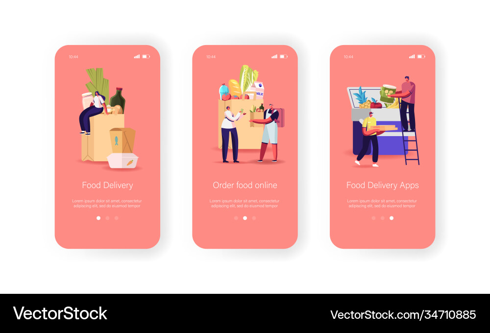Food delivery mobile app page onboard screen Vector Image